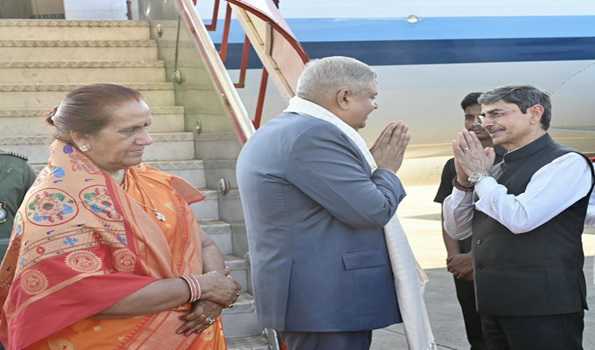 VP Jagdeep Dhankar arrives on a brief visit to Chennai