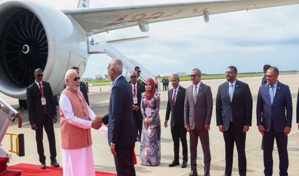 PM Modi arrives in Male, receives warm welcome by President Muizzu